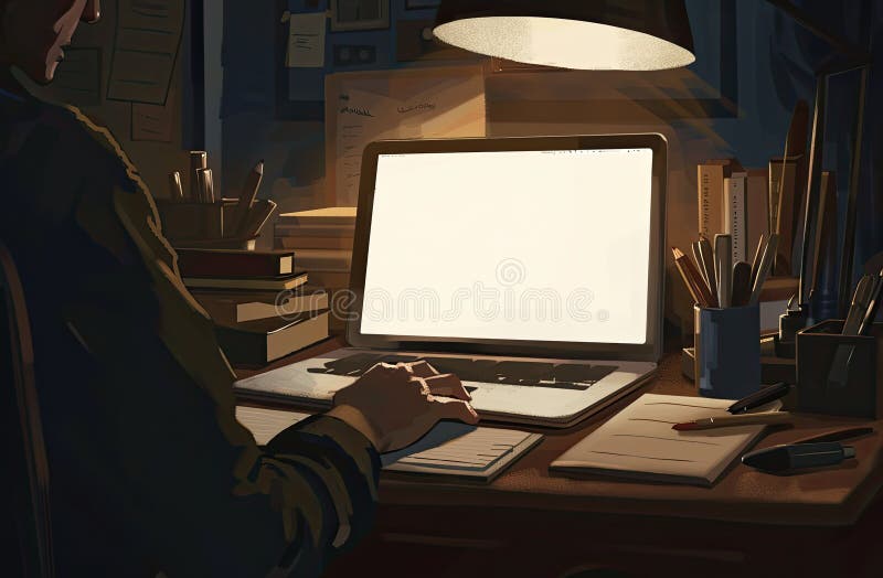 A Person is Using a Laptop Computer with a Mouse for Typing Stock Image ...