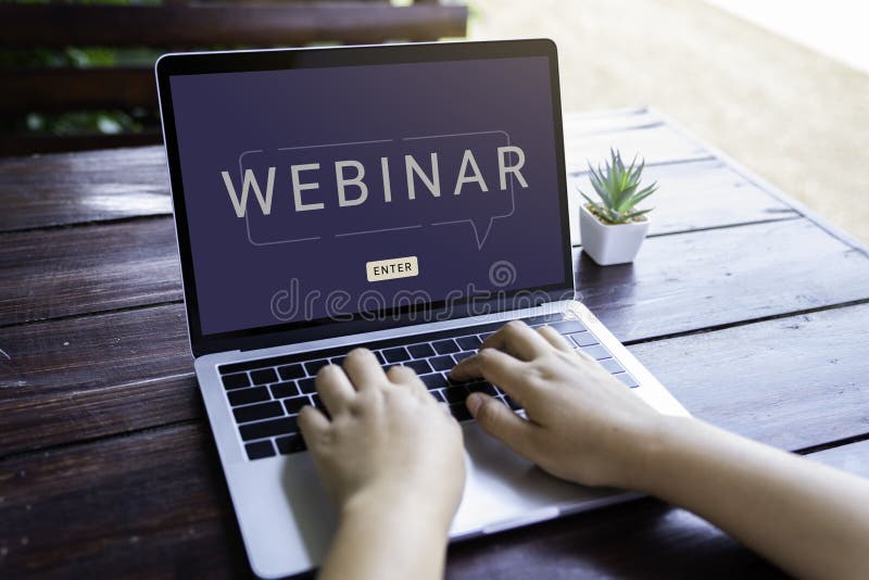 Person Using a Laptop Computer for Online Training Webinars. Stock ...