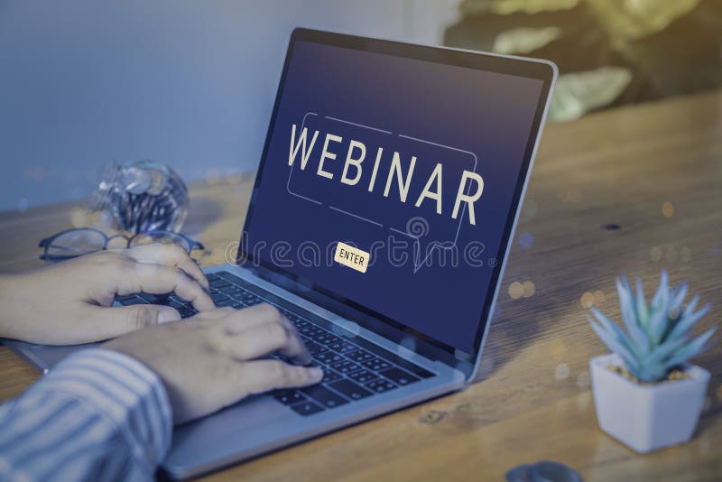 Person Using a Laptop Computer for Online Training Webinars. Stock ...