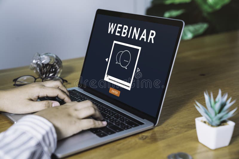 Person Using a Laptop Computer for Online Training Webinars. Stock ...