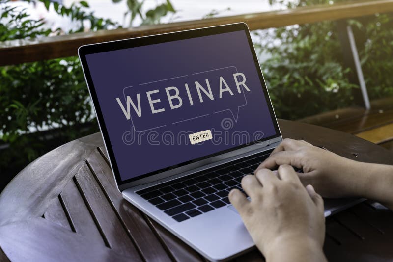 Person Using a Laptop Computer for Online Training Webinars. Stock ...