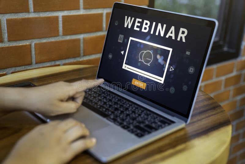 Person Using a Laptop Computer for Online Training Webinars. Stock ...
