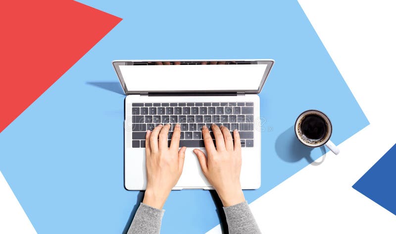 Person Using a Laptop Computer Stock Photo - Image of account, coffee ...