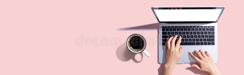 Person Using a Laptop Computer Stock Image - Image of pink, shopping ...