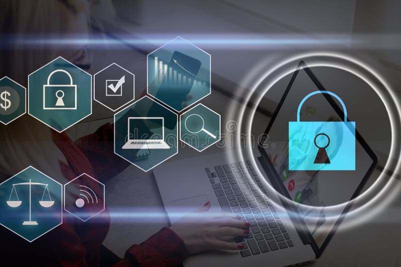 Person Using a Laptop Computer with Technology Cybersecurity and ...
