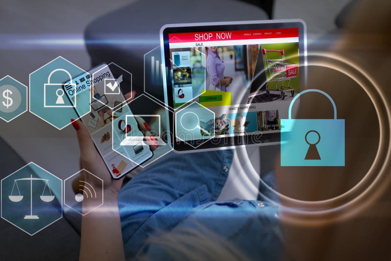 Person Using a Laptop Computer with Technology Cybersecurity and ...