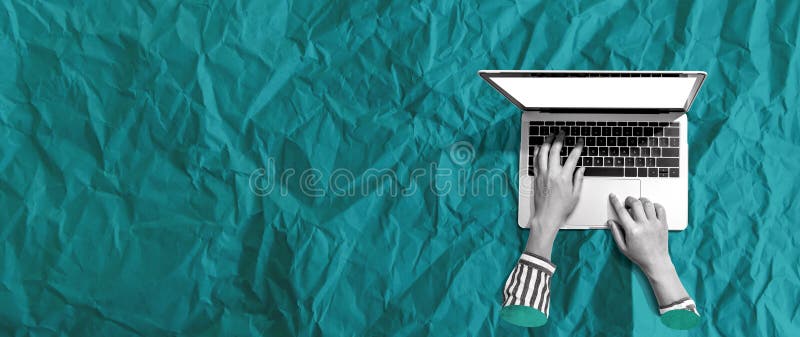 Person Using a Laptop Computer - Photo Collage Stock Image - Image of ...