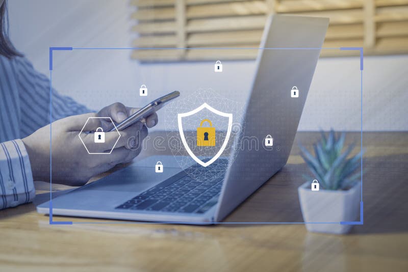 Person Using a Laptop Computer with Technology Cybersecurity and ...