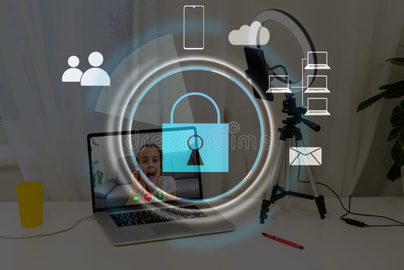 Person Using a Laptop Computer with Technology Cybersecurity and ...