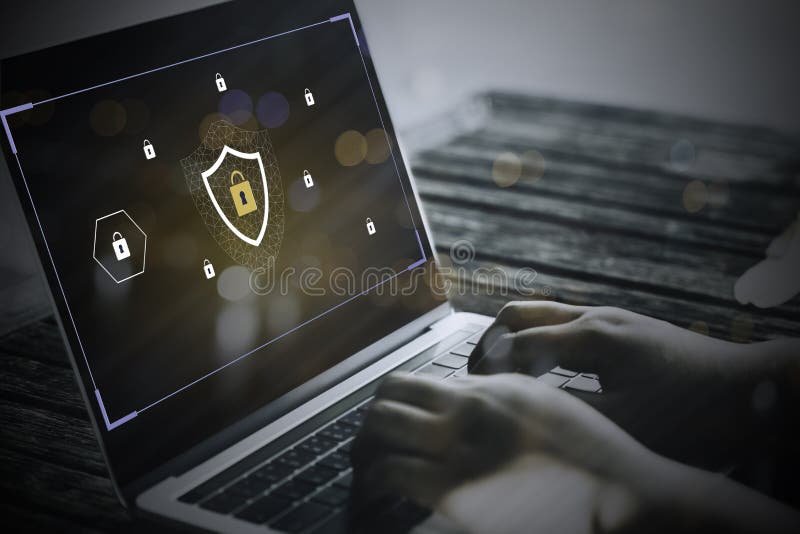 Person Using a Laptop Computer with Technology Cybersecurity Stock ...
