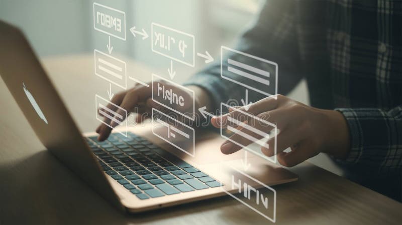 Person Using Laptop, Digital Workflow Process, Modern Technology ...