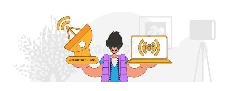 .a Person Using a Laptop and Dish To Access the Internet of Things, in ...