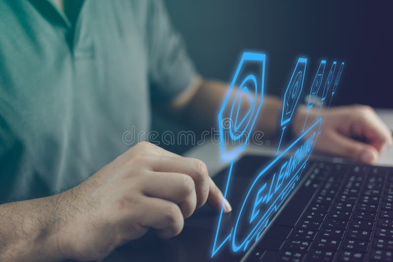 Person Using Laptop for E-learning and Online Learning are All Types of ...