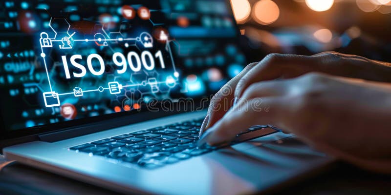 Person Using Laptop with Holographic Display Showing Icons Representing ...