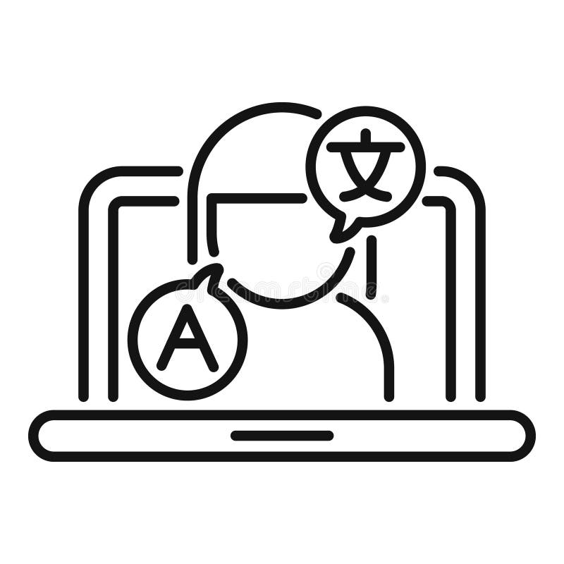 Person Using Laptop for Language Translation Online Learning Stock ...