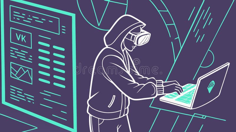 Person Using Laptop with Mask Working Remotely Vector Design Generative ...