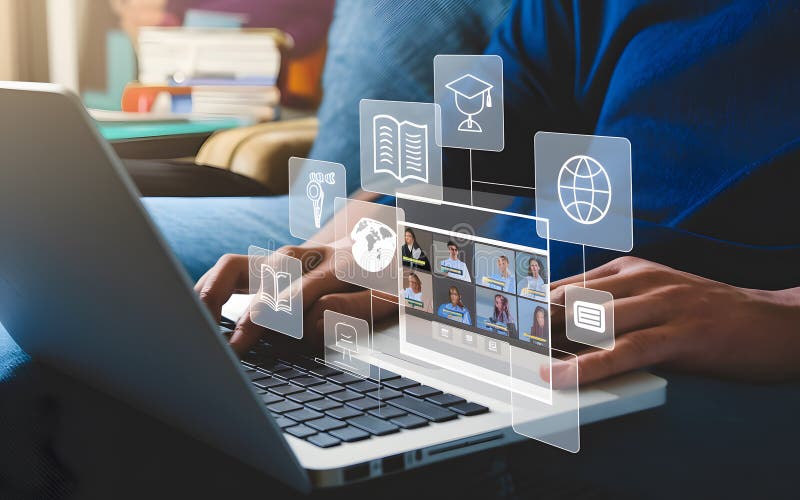 Online Education Global Virtual Classroom Laptop Student Learning ...