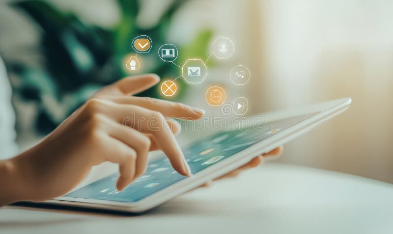 A Person is Using a Laptop To Access Social Media Platforms Stock Image ...