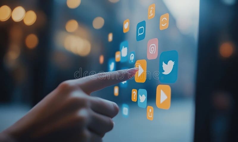 A Person is Using a Laptop To Access Social Media Platforms Stock Image ...