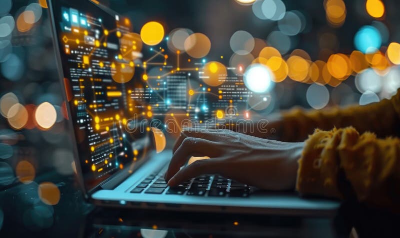 A Person is Using a Laptop To View Graphs and Charts by AI Generated ...