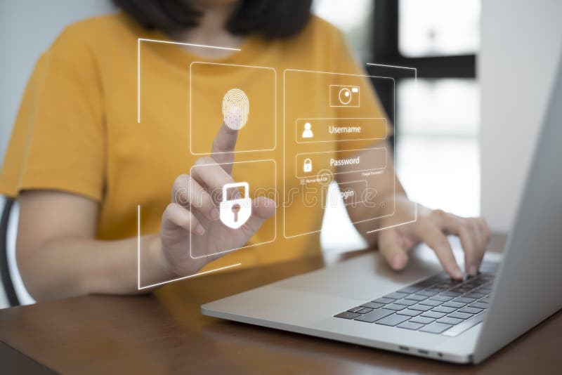 Person Using Laptop and Touching Virtual Screen for Two-factor ...