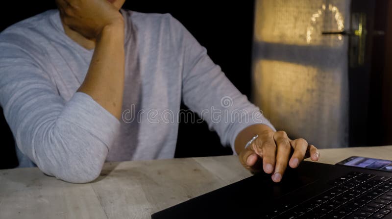 A Person Using a Laptop Typing on the Keyboard, Hard Worker. Stock ...