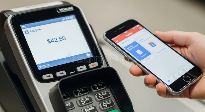 Person Using Mobile Payment App on Smartphone for Quick and Easy Contactless Transaction at ...