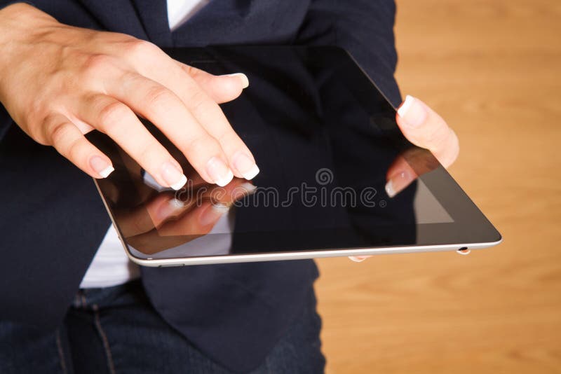 Person Using Modern Tablet Device. Stock Image - Image of screen ...