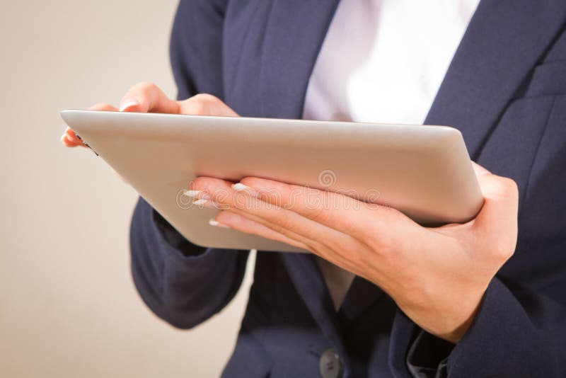 Person Using Modern Tablet Device Stock Photo - Image of device ...