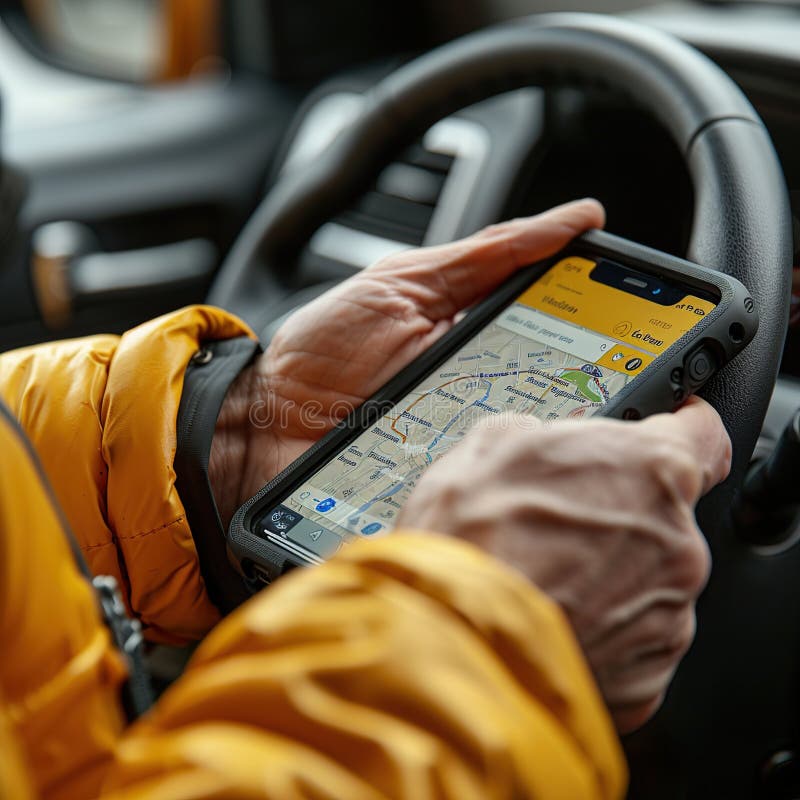 Person Using Navigation App Stock Illustration - Illustration of mobile ...