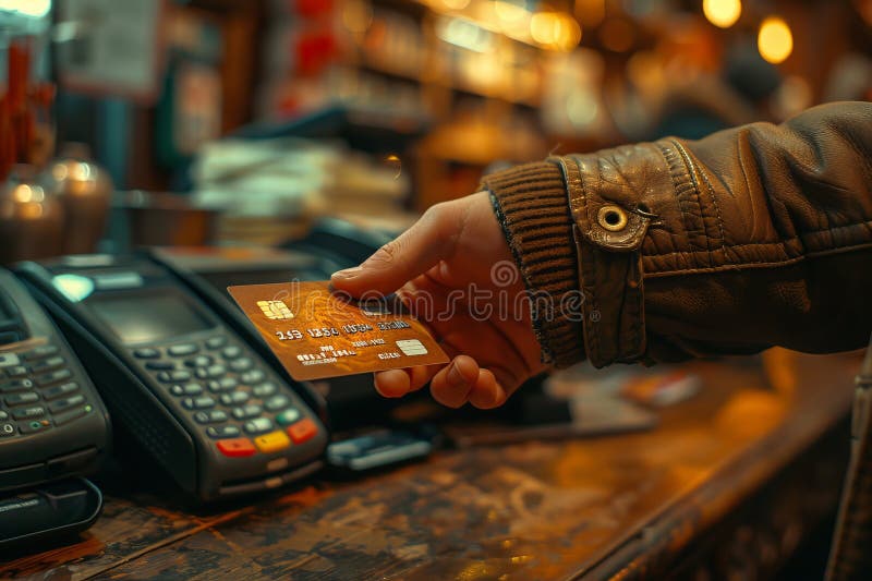 Person is Using an Office Equipment To Type in Credit Card Information ...
