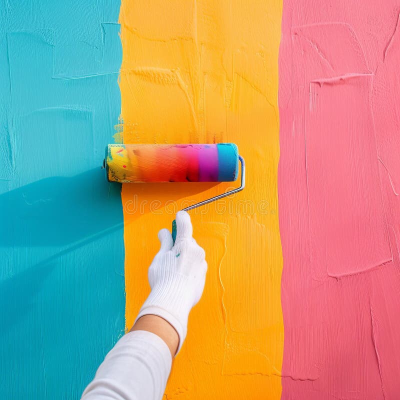 Person Using Paint Roller To Paint Wall Stock Illustration ...