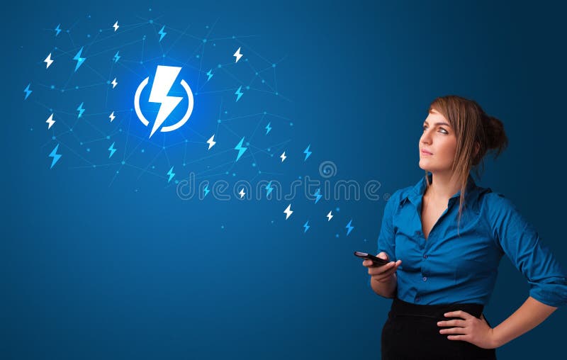 Person Using Phone with Power Concept Stock Image - Image of ...