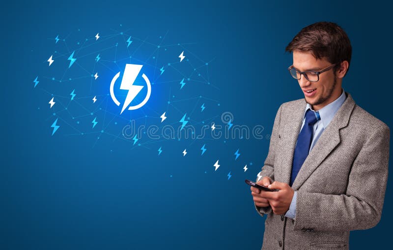 Person Using Phone with Power Concept Stock Image - Image of ...