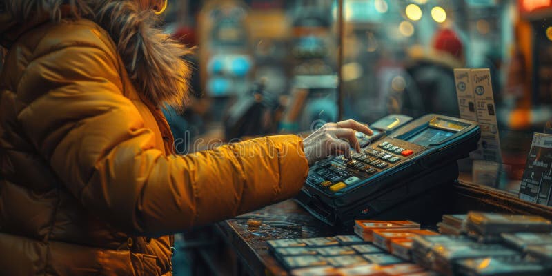Person Using a POS System. Created by Generative Artificial ...