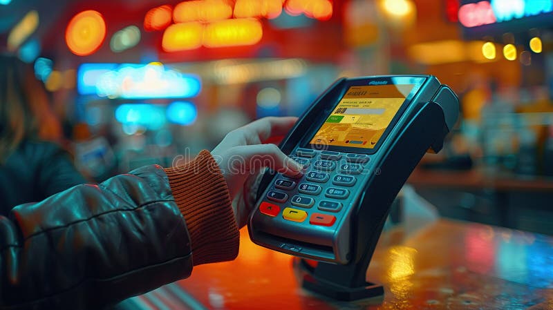 Person Using a POS Terminal Stock Illustration - Illustration of ...