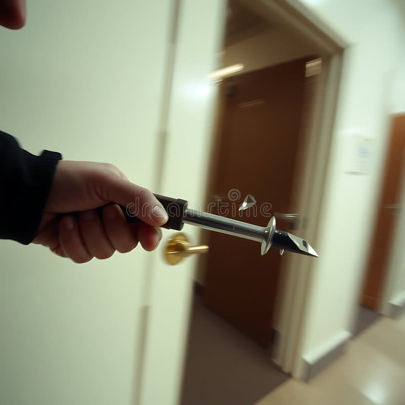 A Person Using a Pry Bar To Break Open a Door in an Emergency Situation ...
