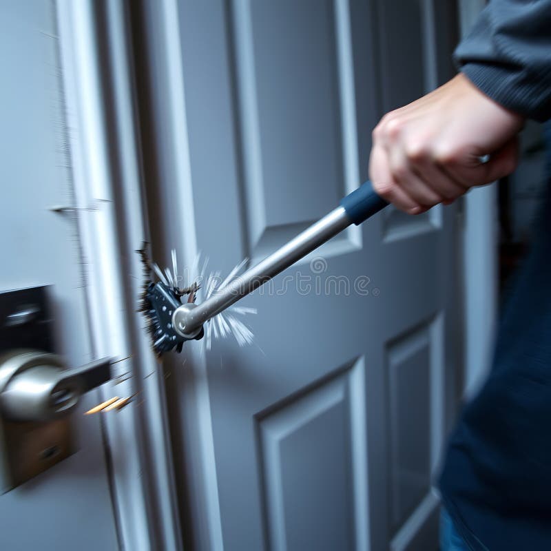 A Person Using a Pry Bar To Break Open a Door in an Emergency Situation ...