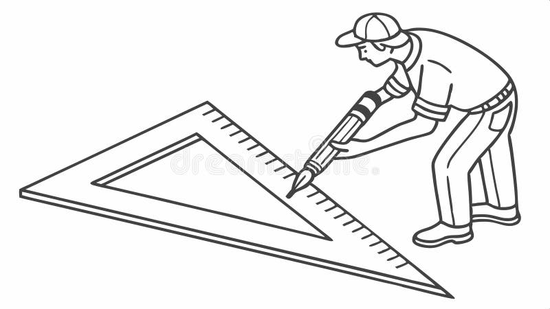 Person Using Ruler and Triangle for Measuring Vector Design Generative ...