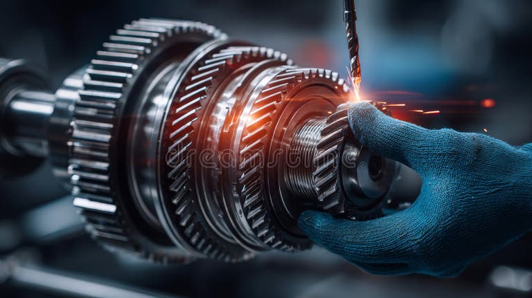 A Person is Using Scissors To Cut a Part of a Car Engine Stock Photo ...
