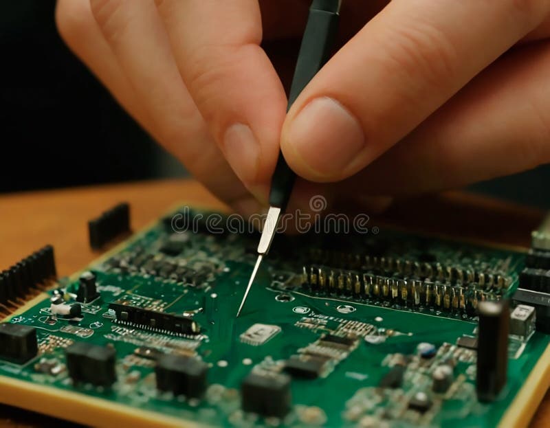 A Person is Using a Screwdriver on Processors Stock Illustration ...