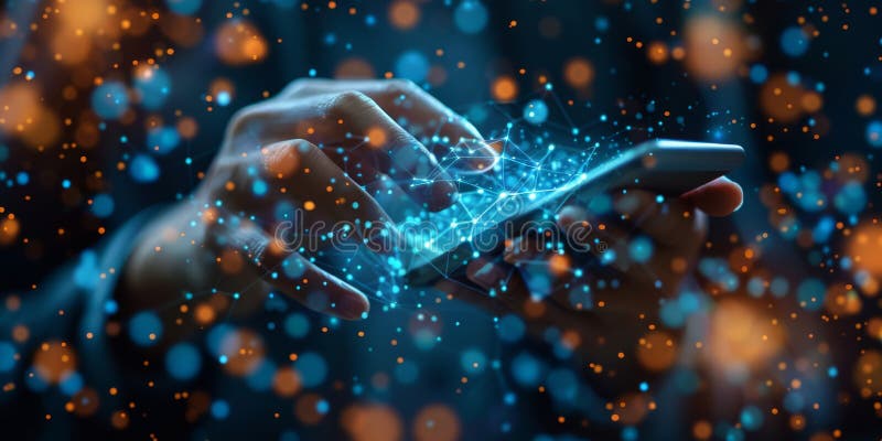 A Person is Using a Smart Phone with a Bright Illuminated Screen Stock ...