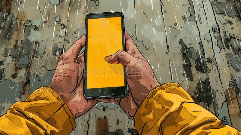 Person Using Smartphone in the Rain Stock Image - Image of raincoat ...
