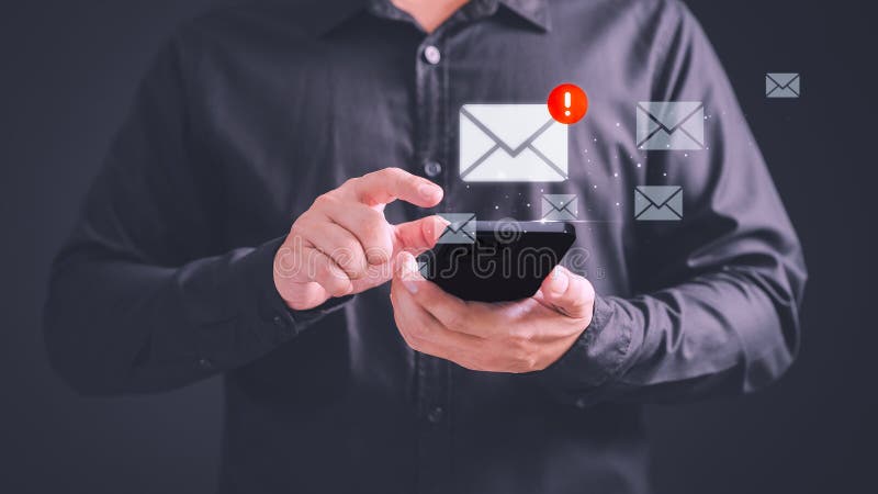 Person Using a Smartphone Receives a New Email Notification ...