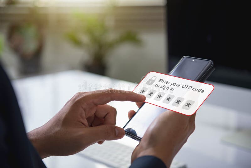 Person Using A Smartphone To Enter A One Time Password Otp Code For Secure Two Factor