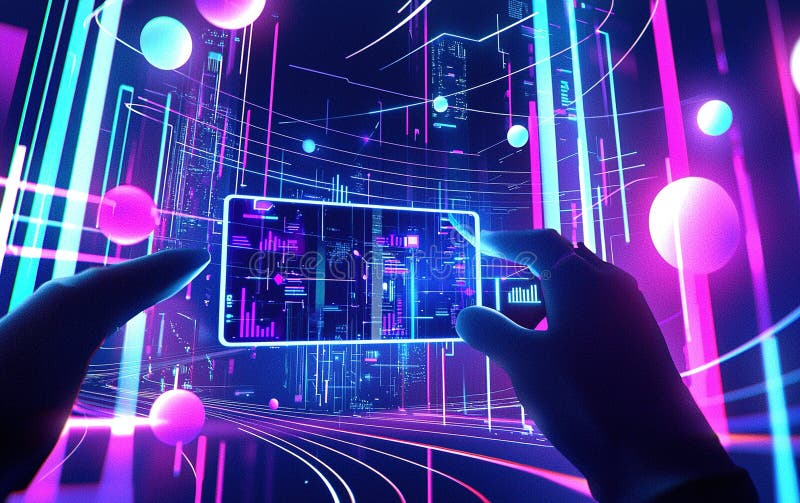 A Person Using a Smartphone To Explore Vibrant Digital Graphics and ...