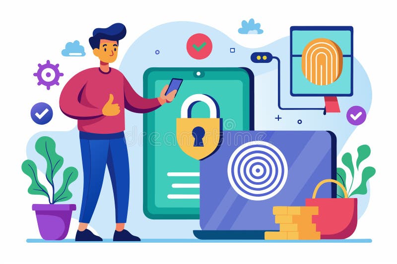 A Person Using a Smartphone To Unlock a Device with a Fingerprint ...