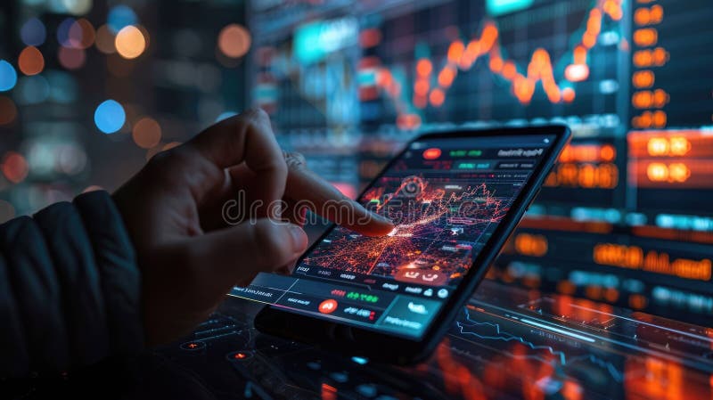 A Person is Using a Smartphone To View Stock Market Data AIG535 Stock ...