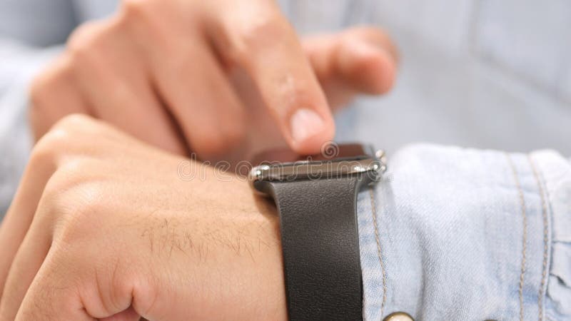 Person Using Smartwatch, Close Up Stock Image - Image of hand ...