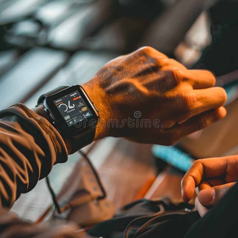 Person Using a Smartwatch while Exercising. Stock Illustration ...